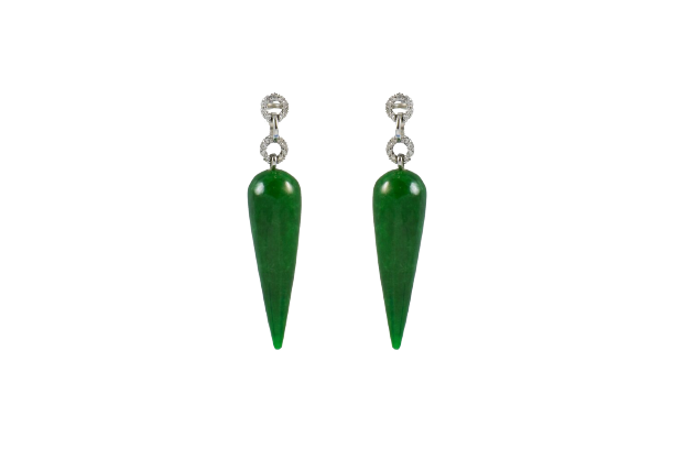 18ct White Gold Diamond & Jade Earrings | Gray Reid Gallery