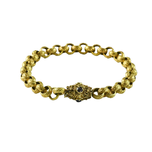 Antique 18ct Gold Belcher Link Bracelet with Amethyst Clasp – Gray Reid ...